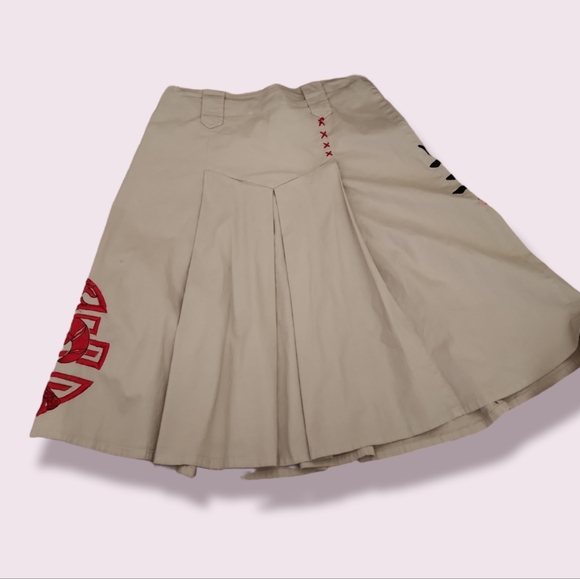 Johnny Was | Skirts | Johnny Was Embroidered Khaki Dragon Pleated Skirt ...